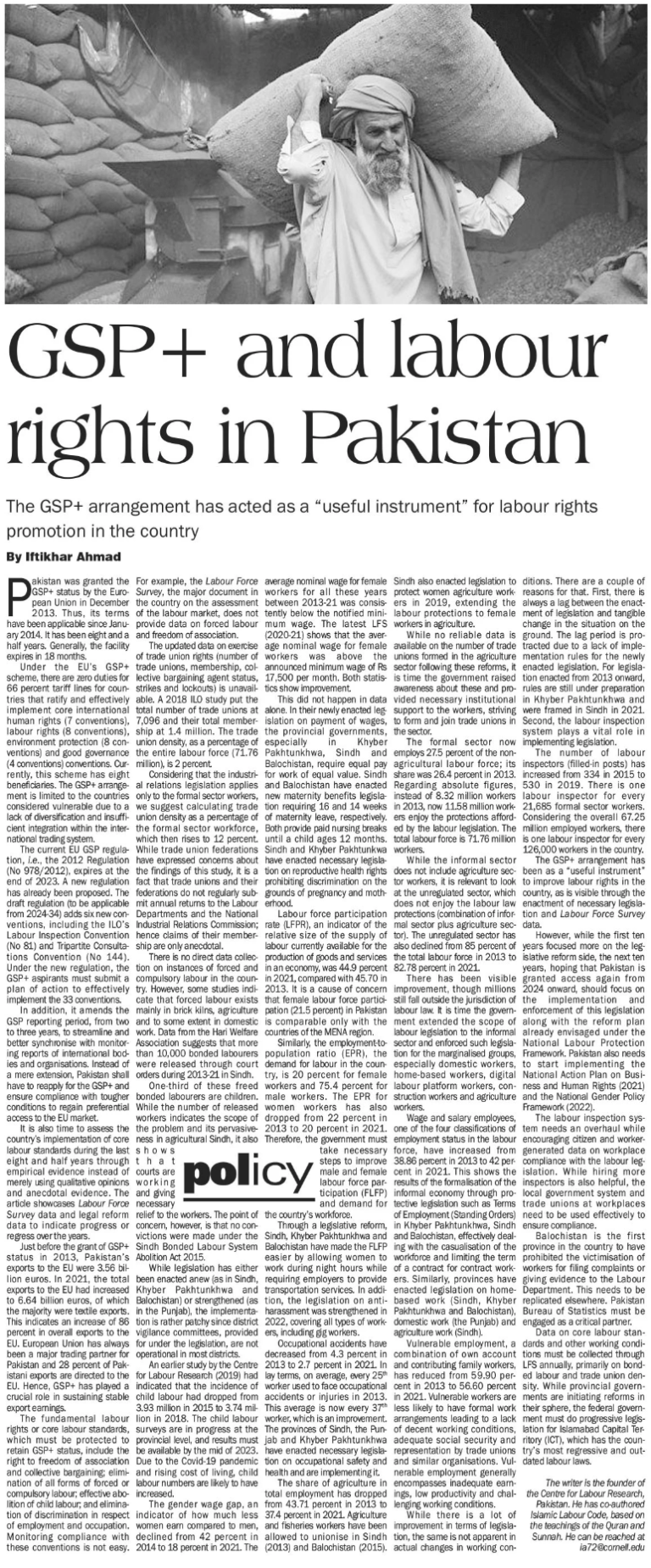 GSP+ and labour rights in Pakistan - CLR